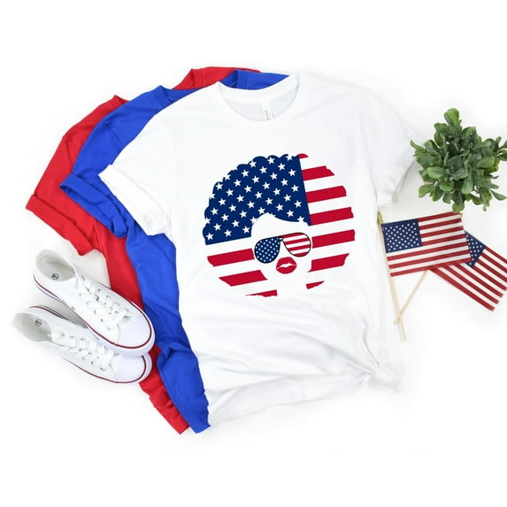 African American Woman 4th Of July Shirt, Afro Woman USA Flag Shirt ...