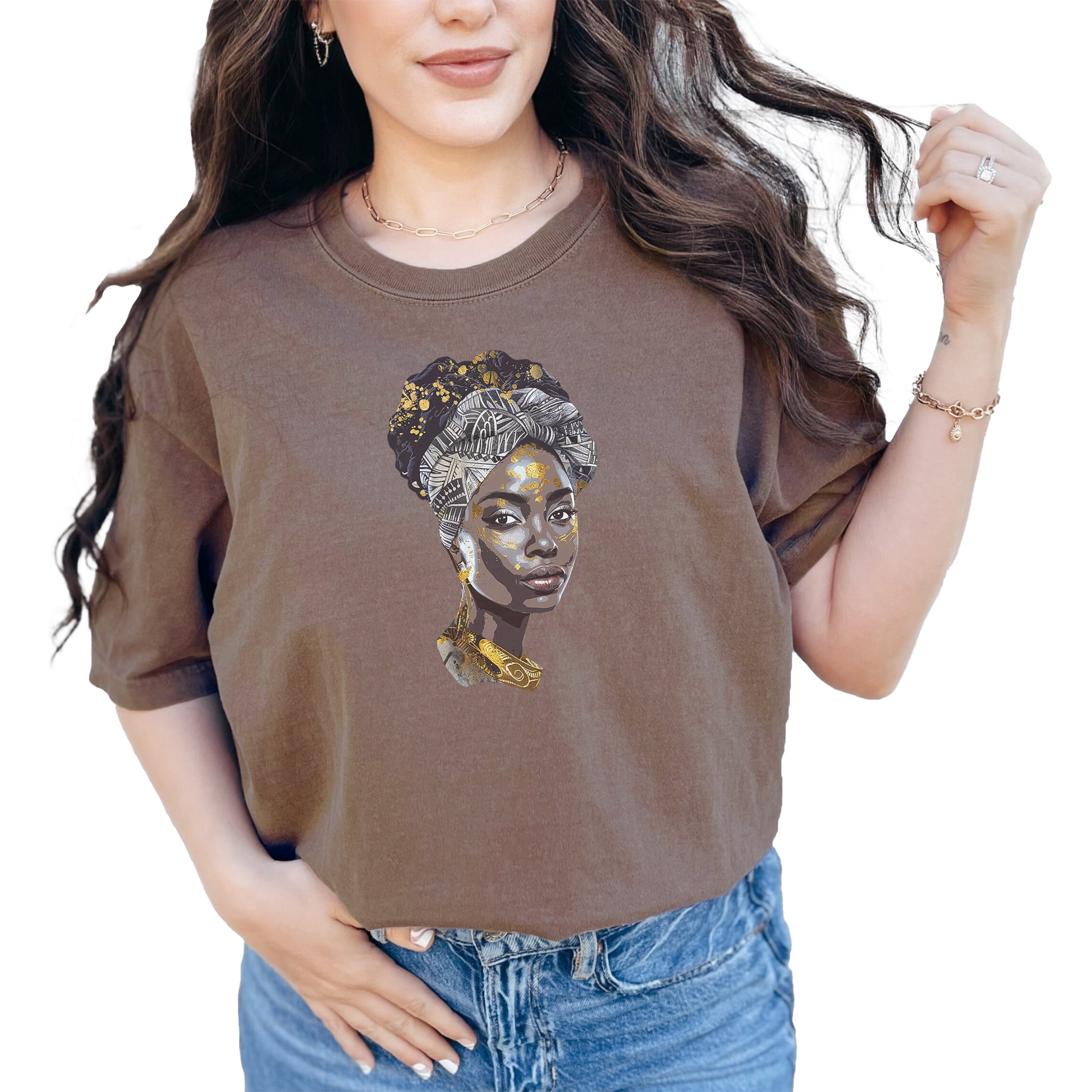 African American Woman Art T-Shirt, African Style Graphic Tee ...