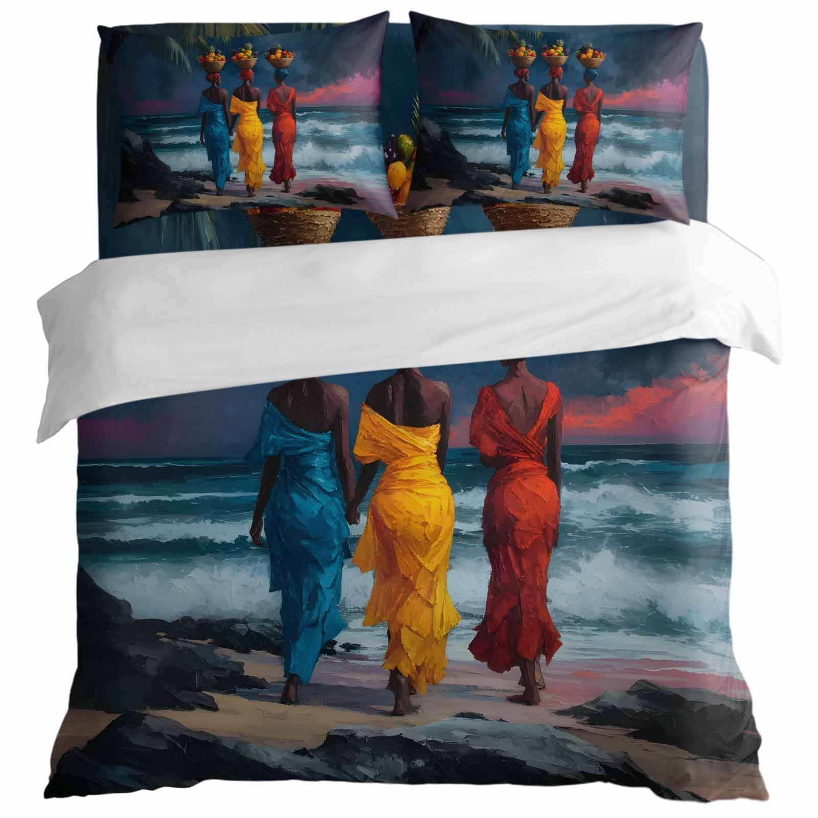 African American Woman Duvet Cover Set California King Size, Coastal ...