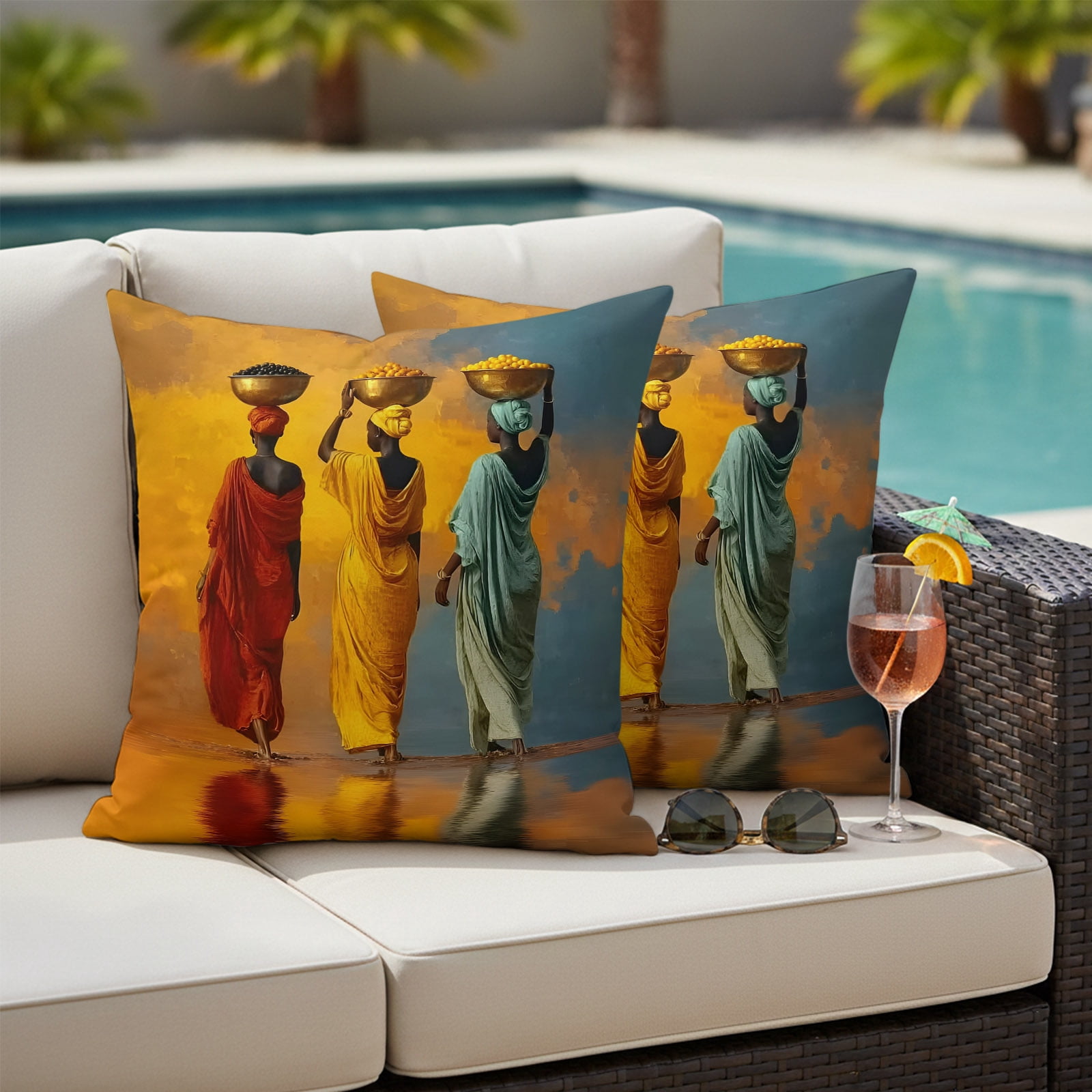 African American Woman Outdoor Pillow Covers 18x18 Inch Throw Pillow ...