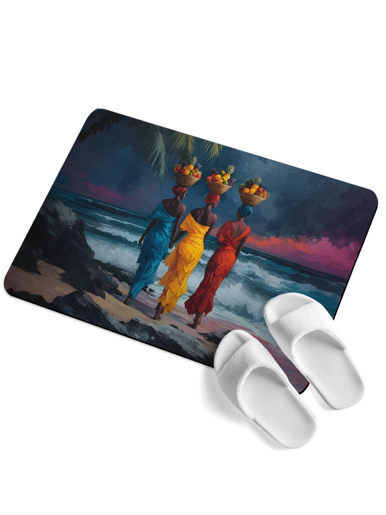 African American Woman Soft Diatomaceous Earth Mat, Coastal Ocean Blue ...