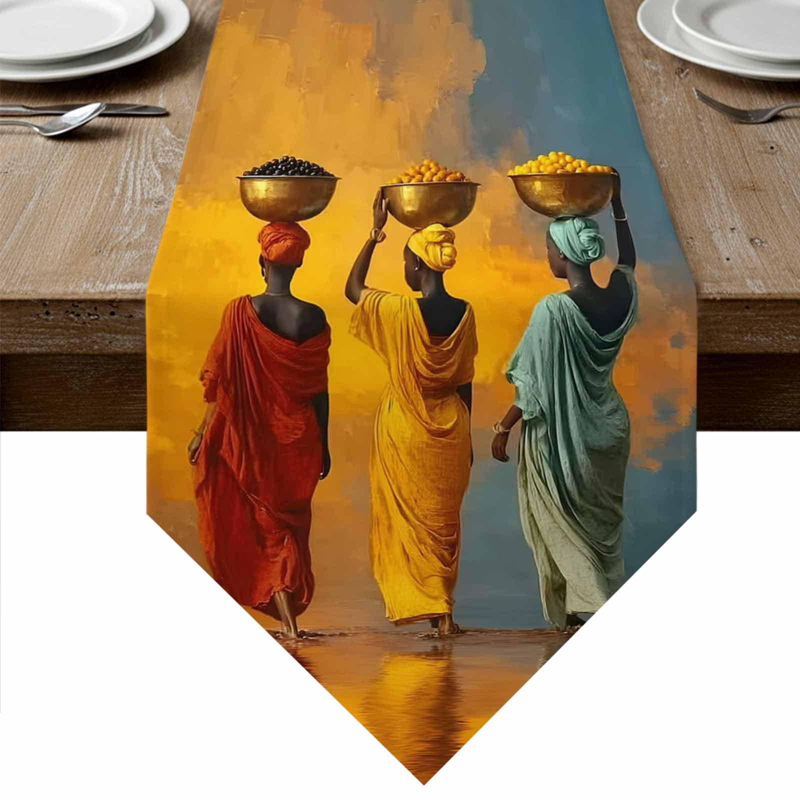 African American Woman Table Runner Linen Burlap Table Runner 48 Inches ...