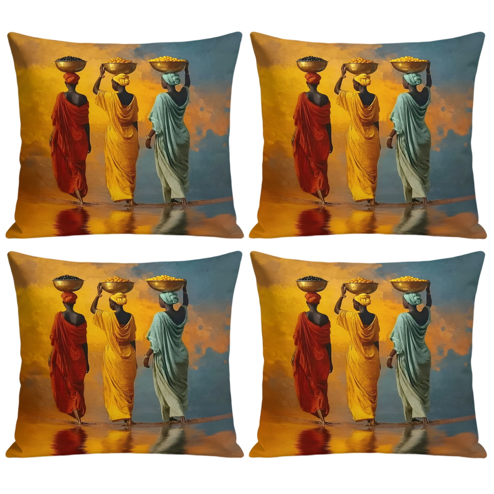 African American Woman Throw Pillow Covers 16 x 16 Inch Pillow Covers ...