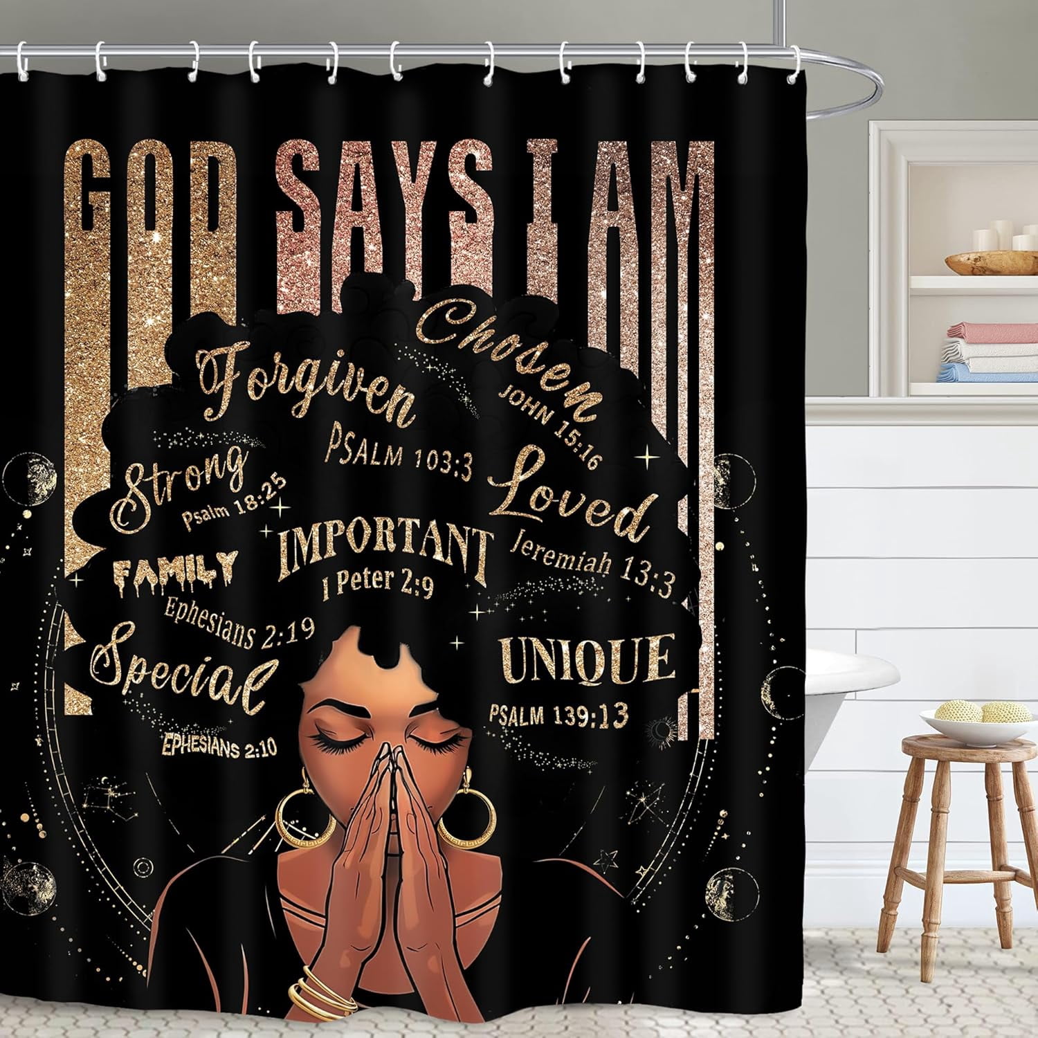 African American Women Bathroom Shower Curtain Sexy Black Girl Quotes ...