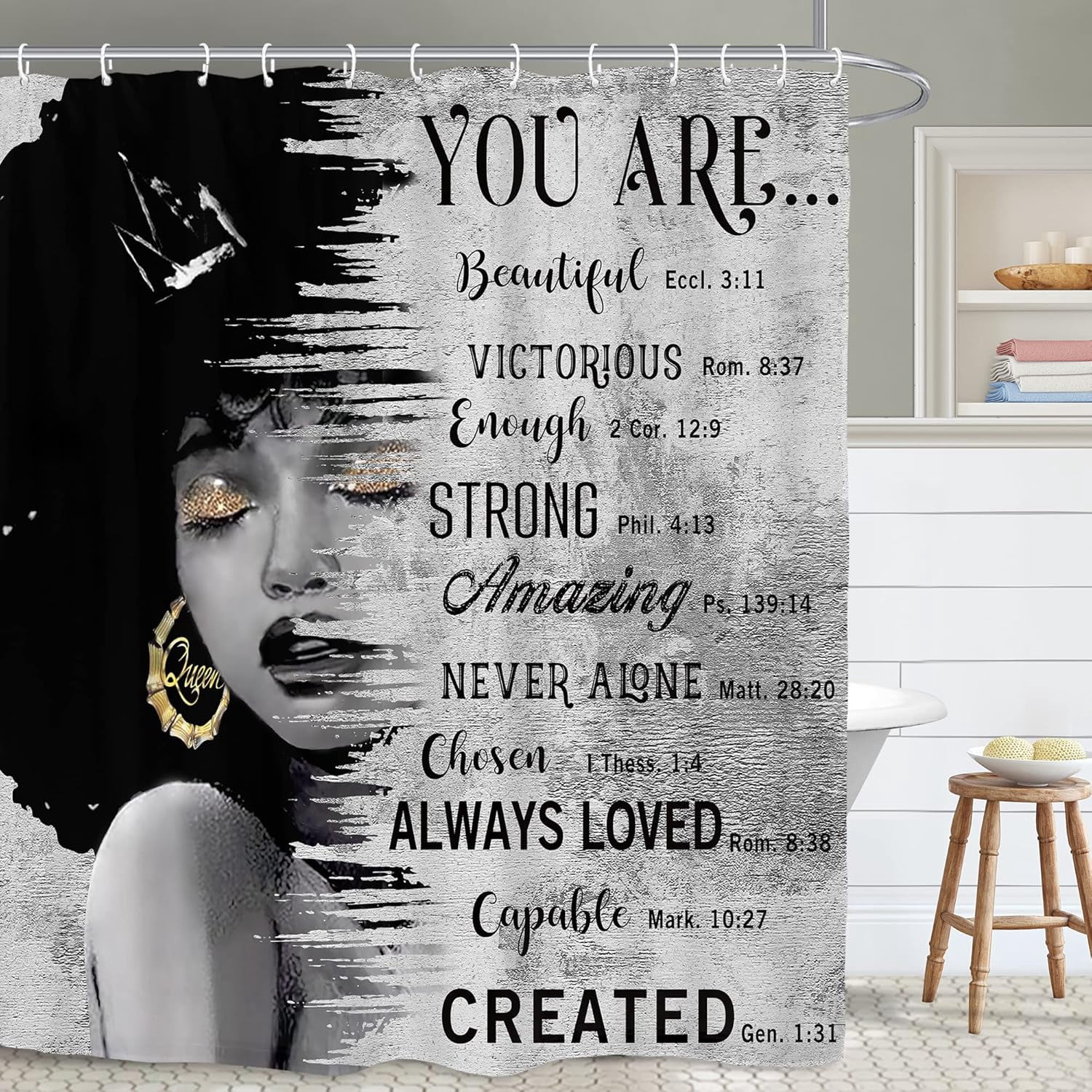 African American Women Bathroom Shower Curtain Sexy Black Girl Quotes ...