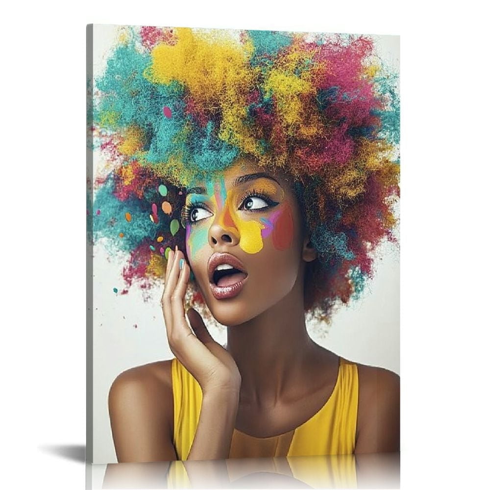 African American Women Canvas Wall Art Colorful Black African Woman Art Painting Home Decor for ...