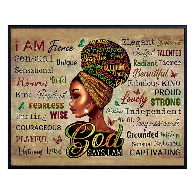 African American Women Positive Affirmations - Black Wall Art - Religious Christian Gifts for ...