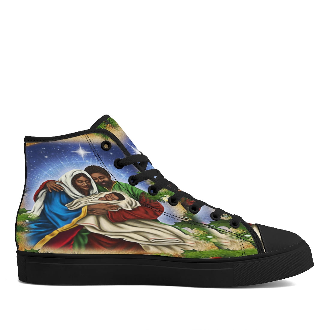 African American flag Black Holy Family Nativity Scene High Top Canvas ...