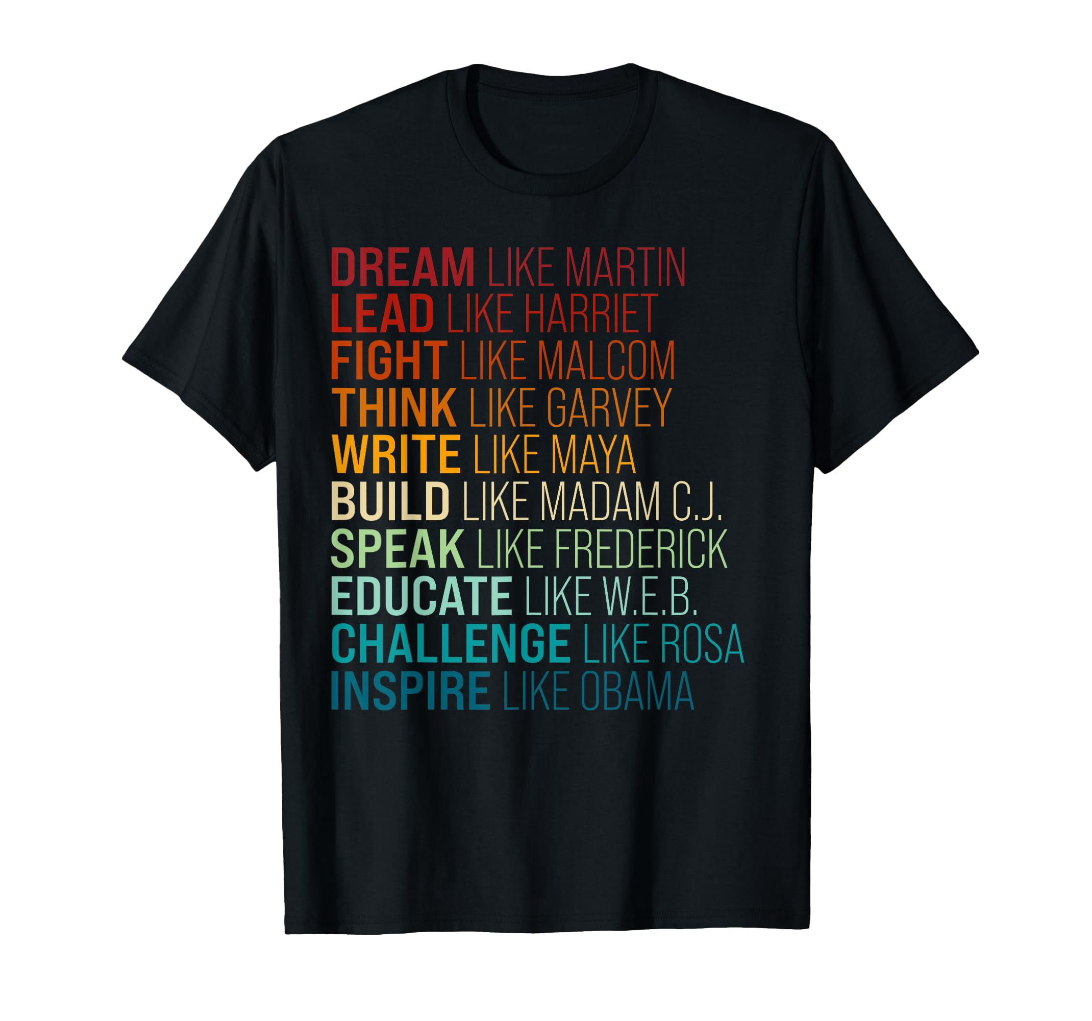 African American inspirational black history leaders T-Shirt - Walmart.com