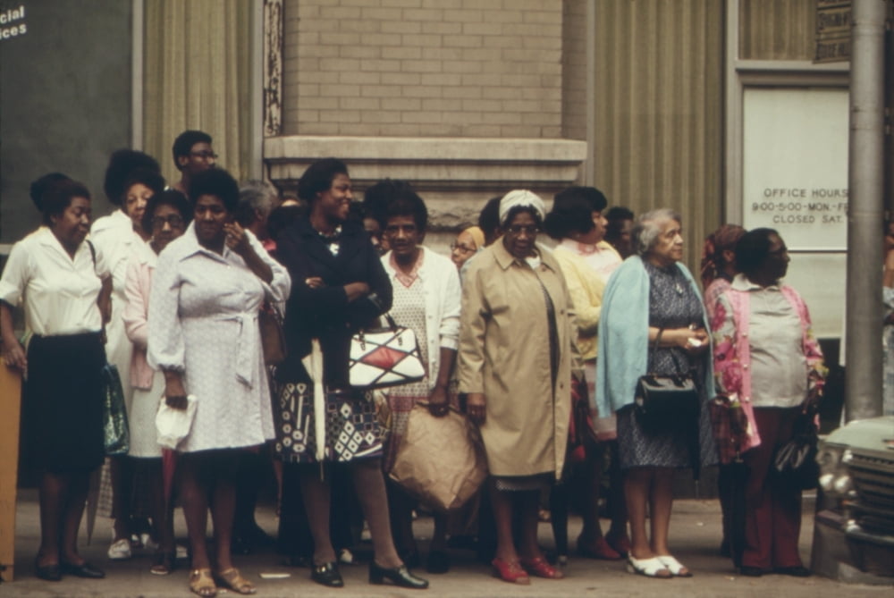 African Americans Mostly Women Waiting For The City Bus In Atlanta ...