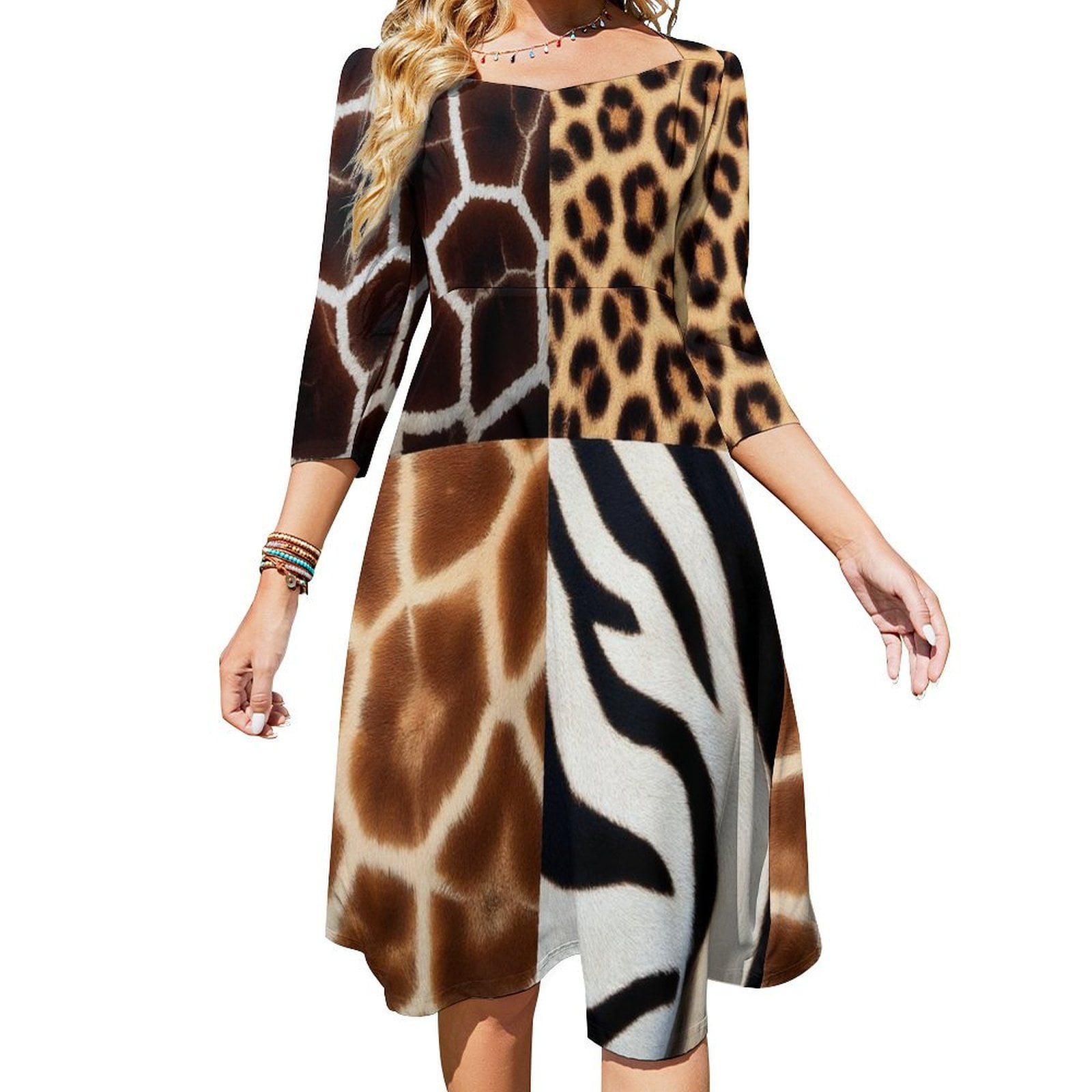 African Animal Skin Textures Collage Dress Summer Dresses Woman Street ...