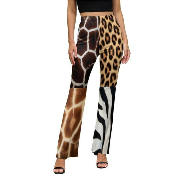 African Animal Skin Textures Collage High Waisted Casual Flared ...