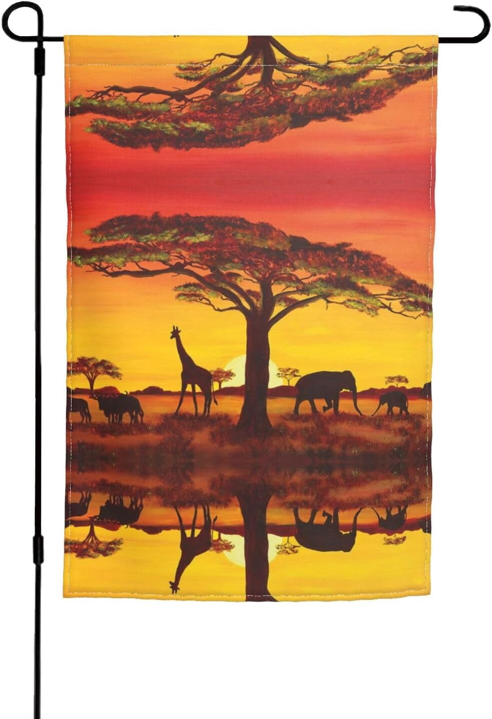 African Animal Sunset Double Sided Garden Flag 12 x 18 Inch Outdoor ...