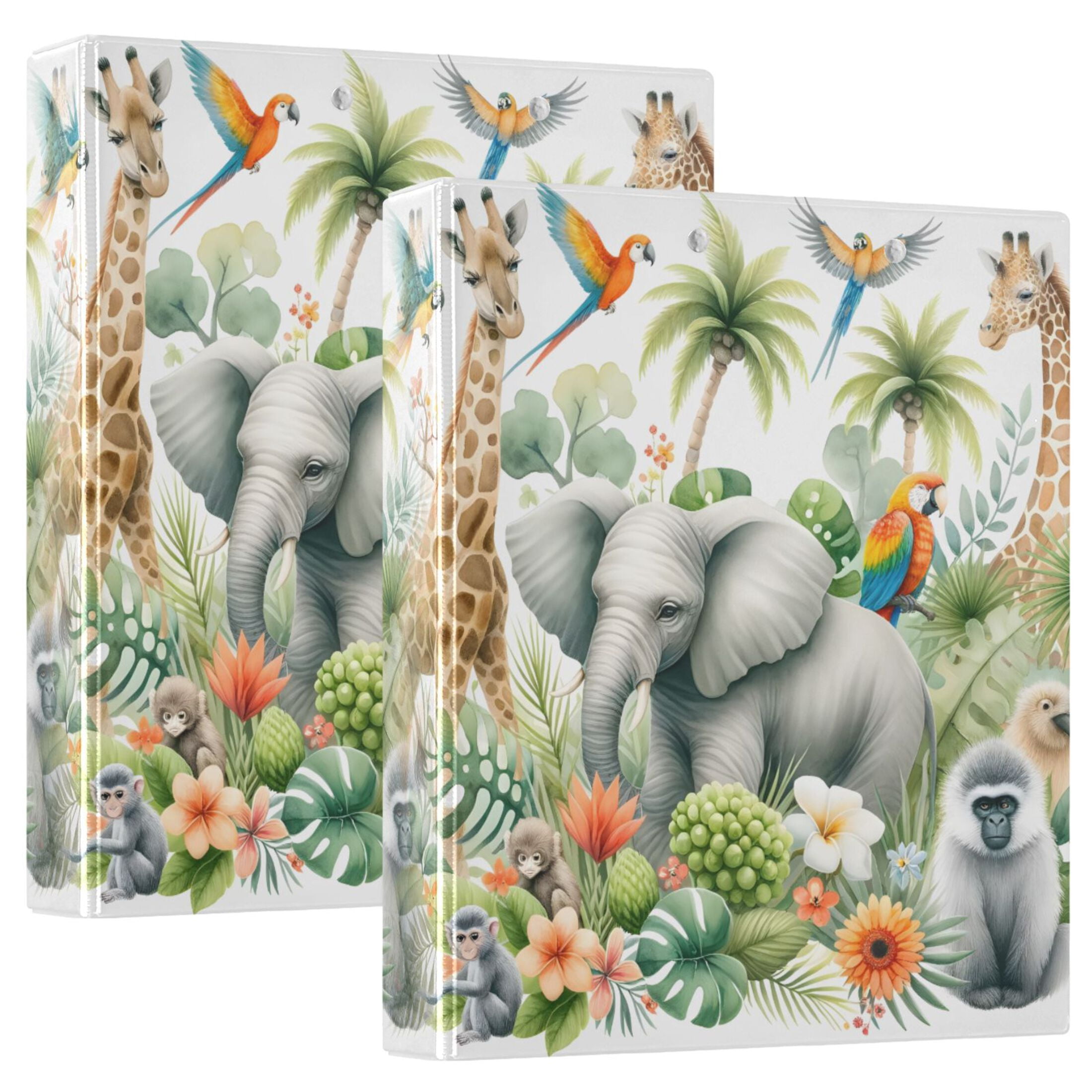 African Animals Forest Hardcover 3 Ring Binder 1.5 inch Round Rings ...