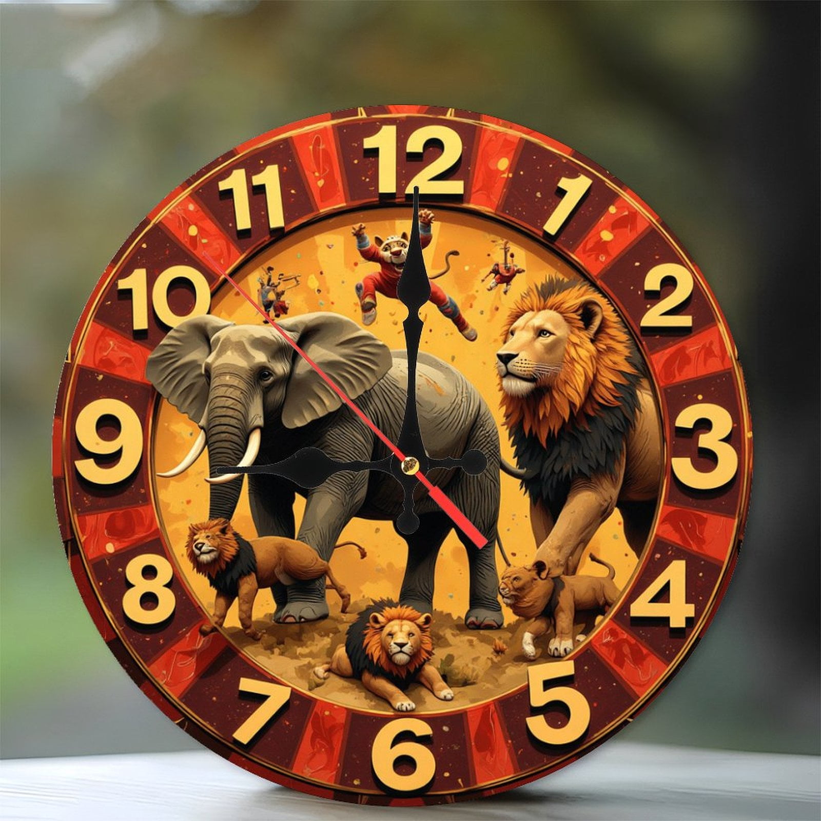 African Animals Wall Clock Lion Elephant Safari Home Decor 10-Inch ...