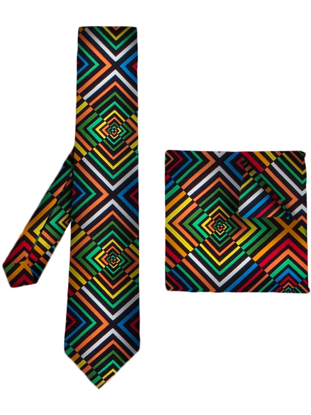 African Ankara Print Neck Tie for Men and Pocket Square 2PC Set Necktie ...
