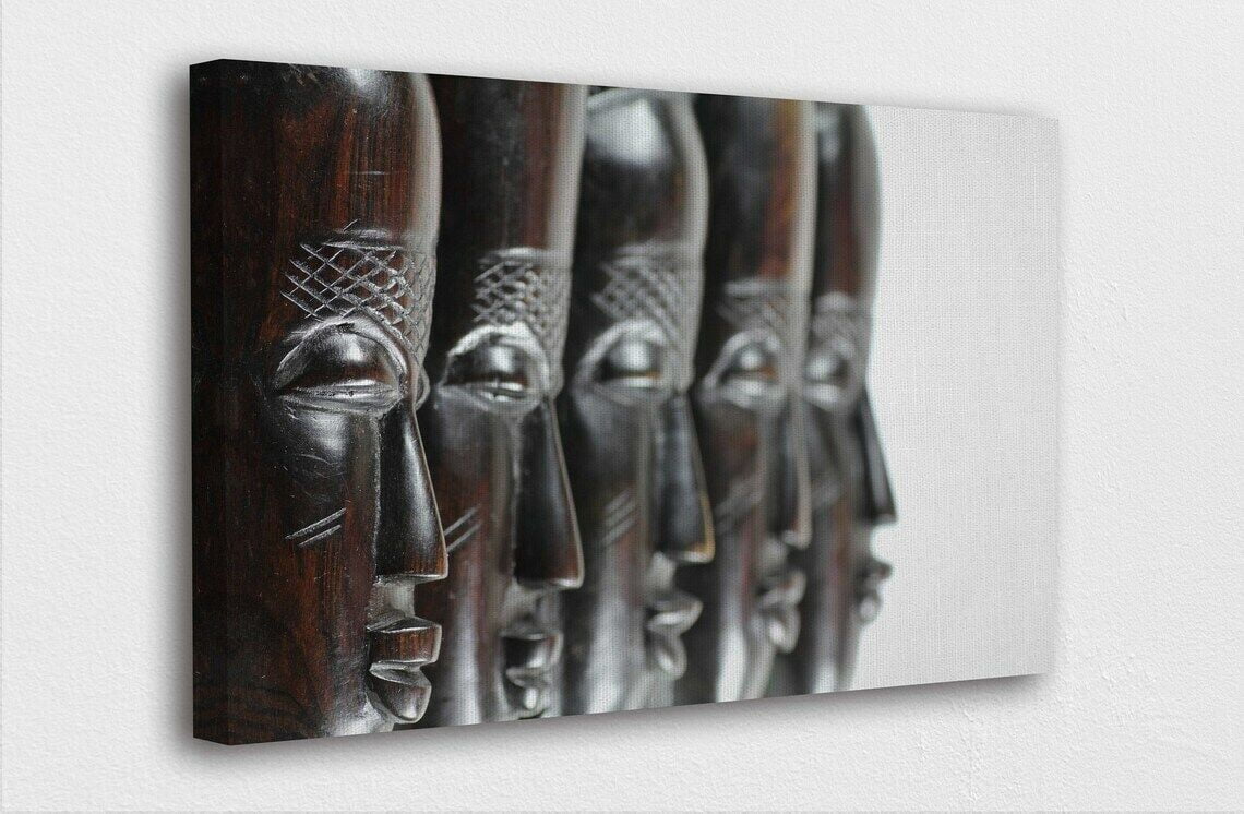 African Art Canvas Poster-Five African Wooden Mask Art Canvas Printed ...
