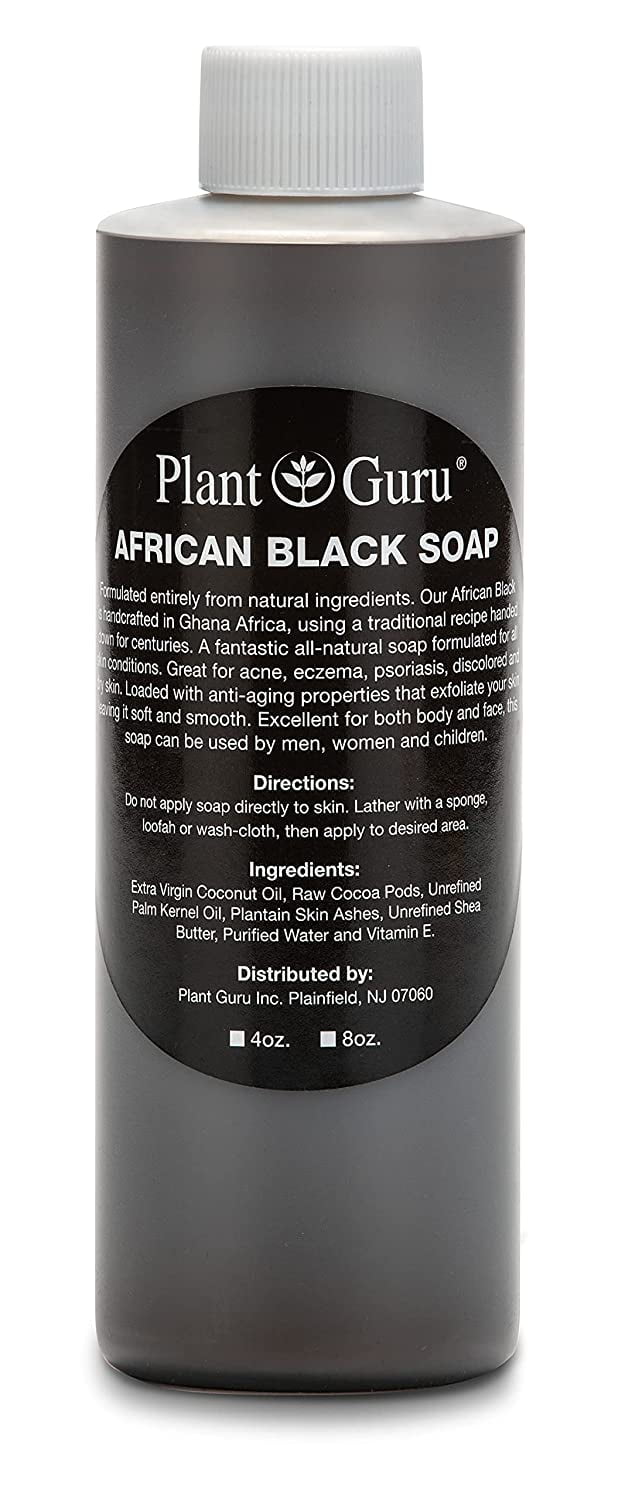 Plant Guru African Black Soap Liquid, 8 oz, Handmade from Ghana ...