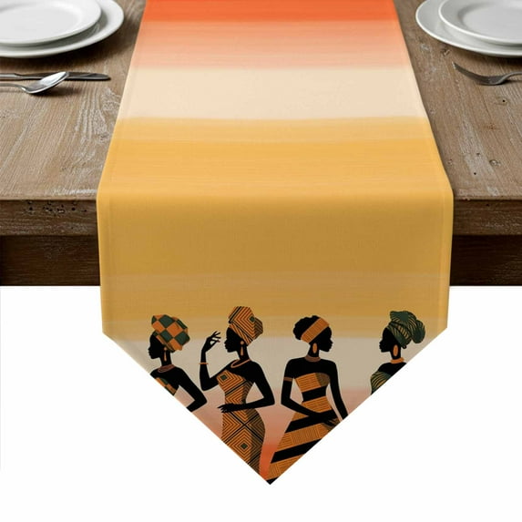 African Black Table Runner Linen Burlap Table Runner 120 Inches Long ...