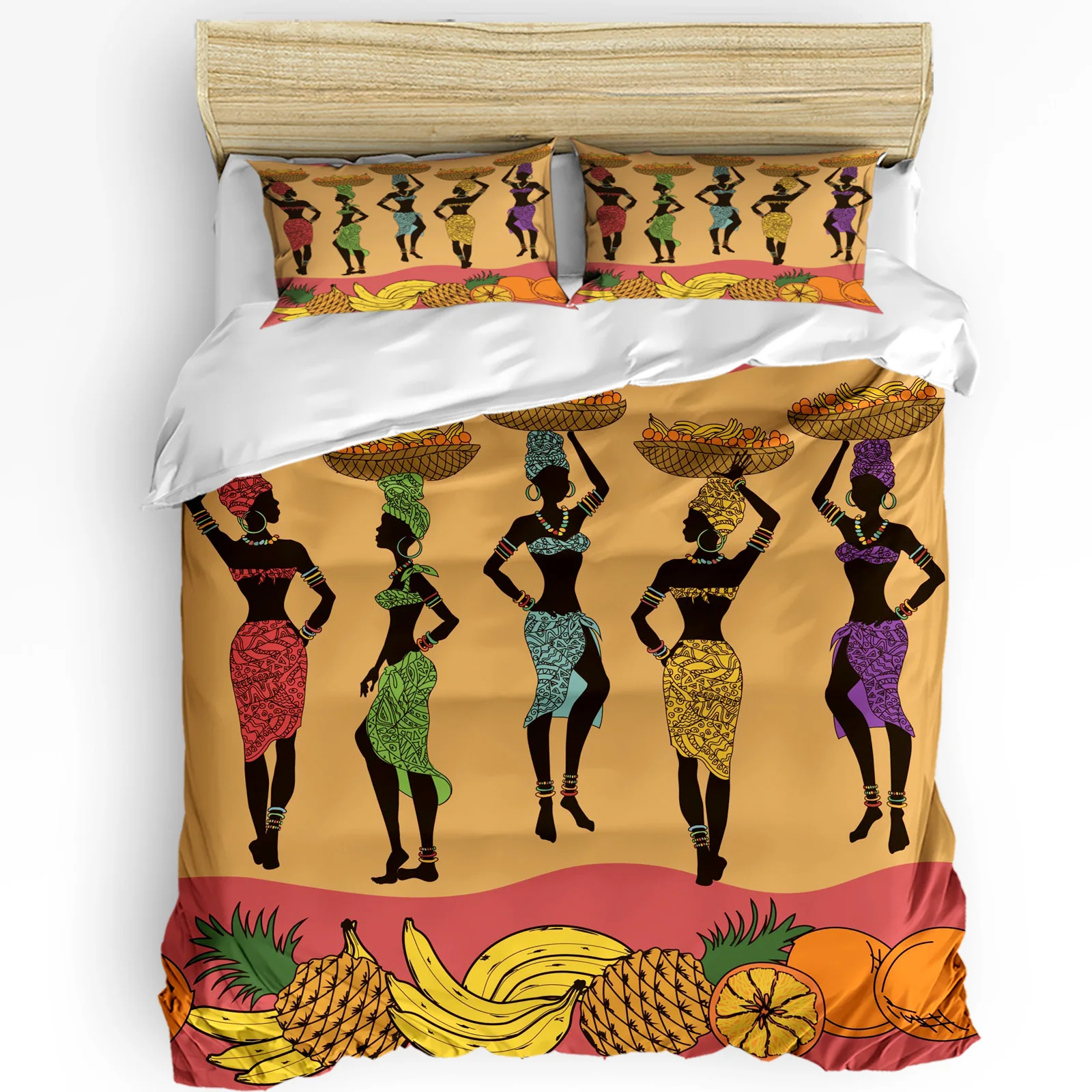African Black Woman Giraffe Duvet Cover Bed Bedding Set Home Textile ...