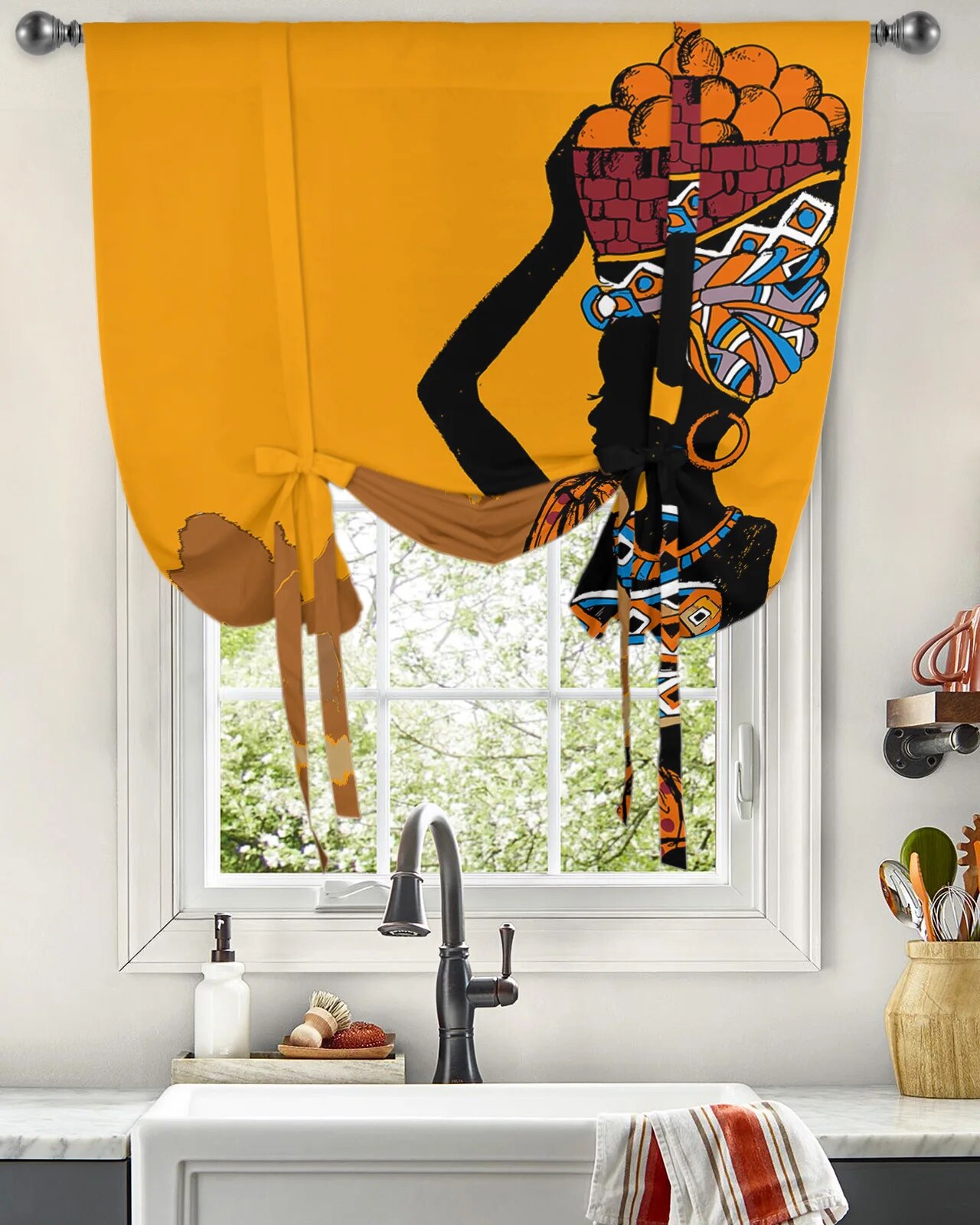 African Black Woman Giraffe Window Curtain for Living Room Bedroom ...
