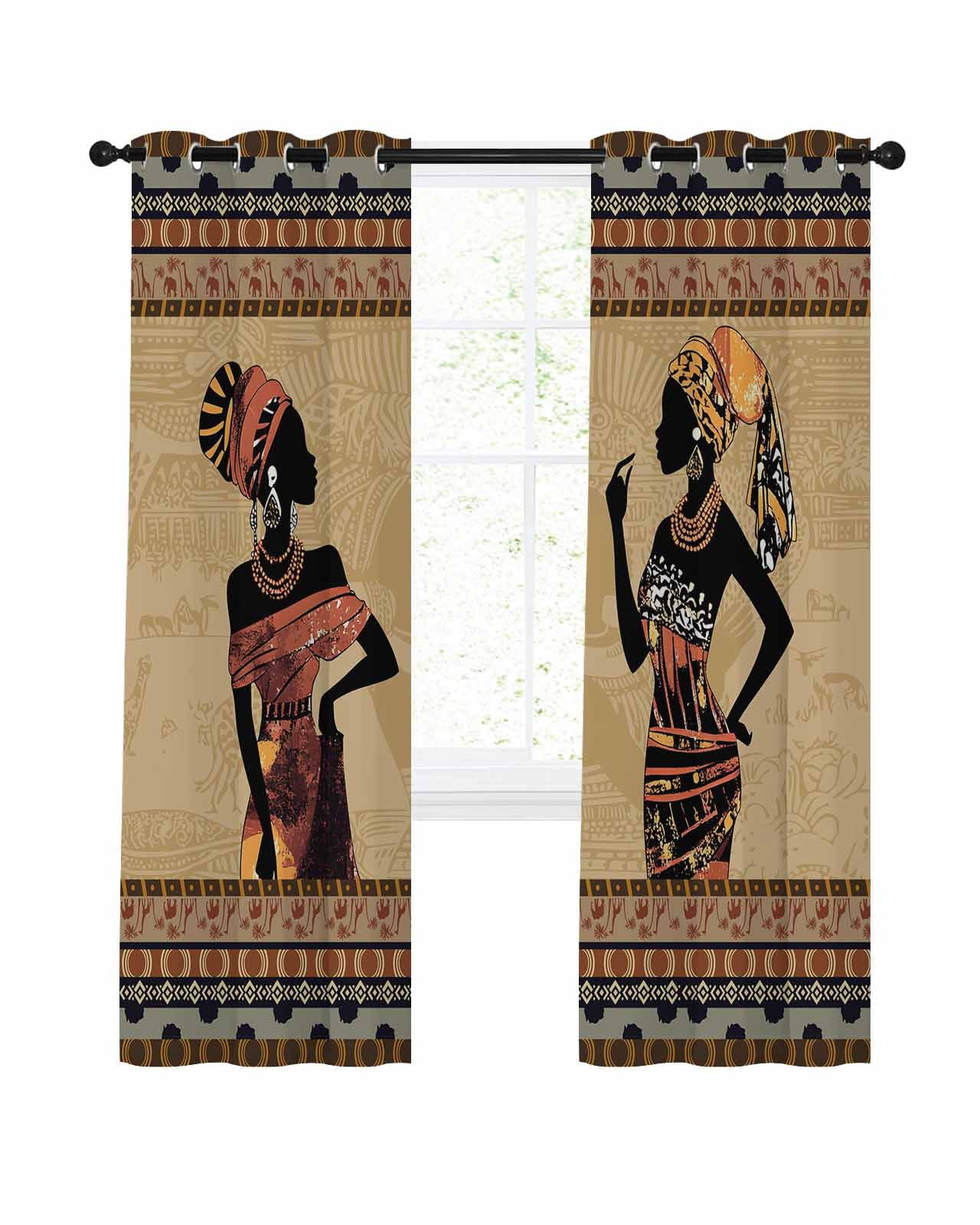 African Black Women Blackout Curtains, Light Blocking Print Window ...