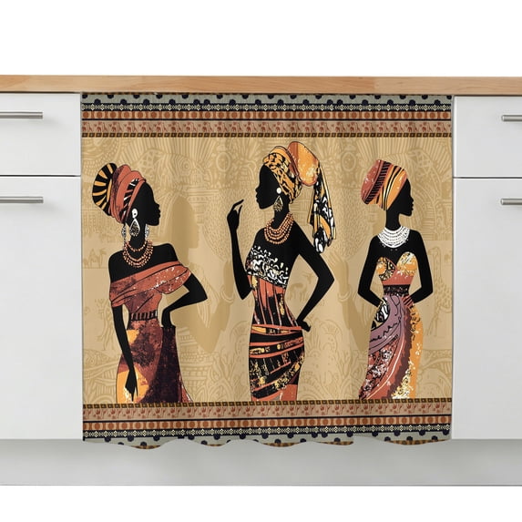 African Black Women Cabinet Curtains 28"W x 35"L,Dustproof Sink Skirt ...