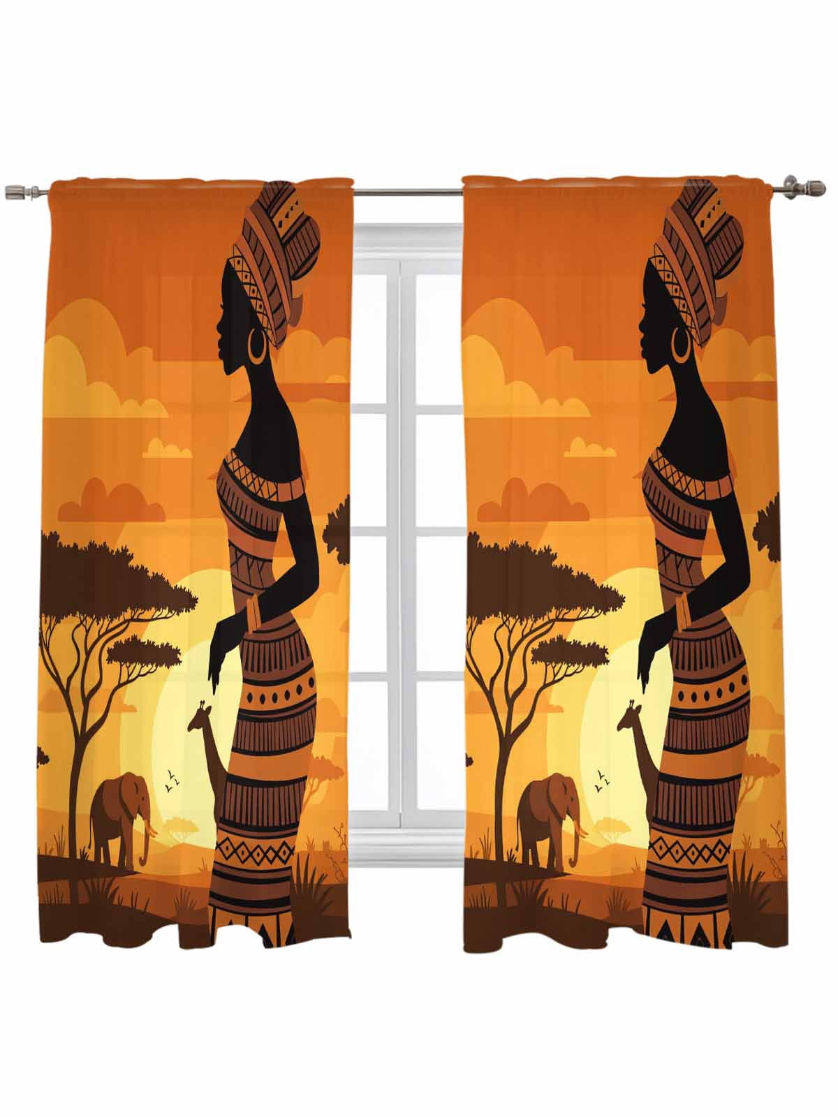 African Black Women Curtains 72 Inch Length, Sheer Curtains for Bedroom ...