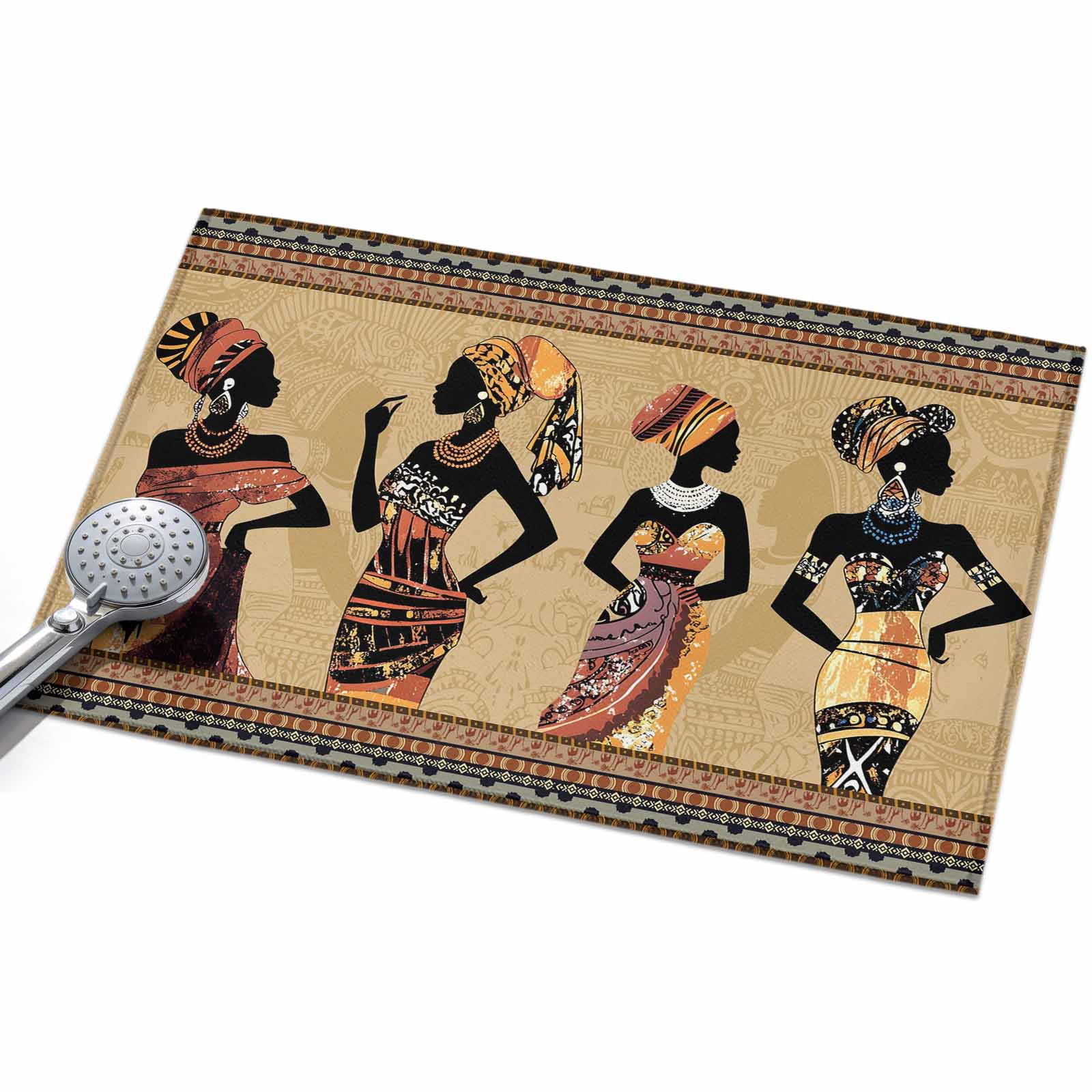 African Black Women Entryway Rug 2x3ft Washable Non Slip Bathroom Rug ...