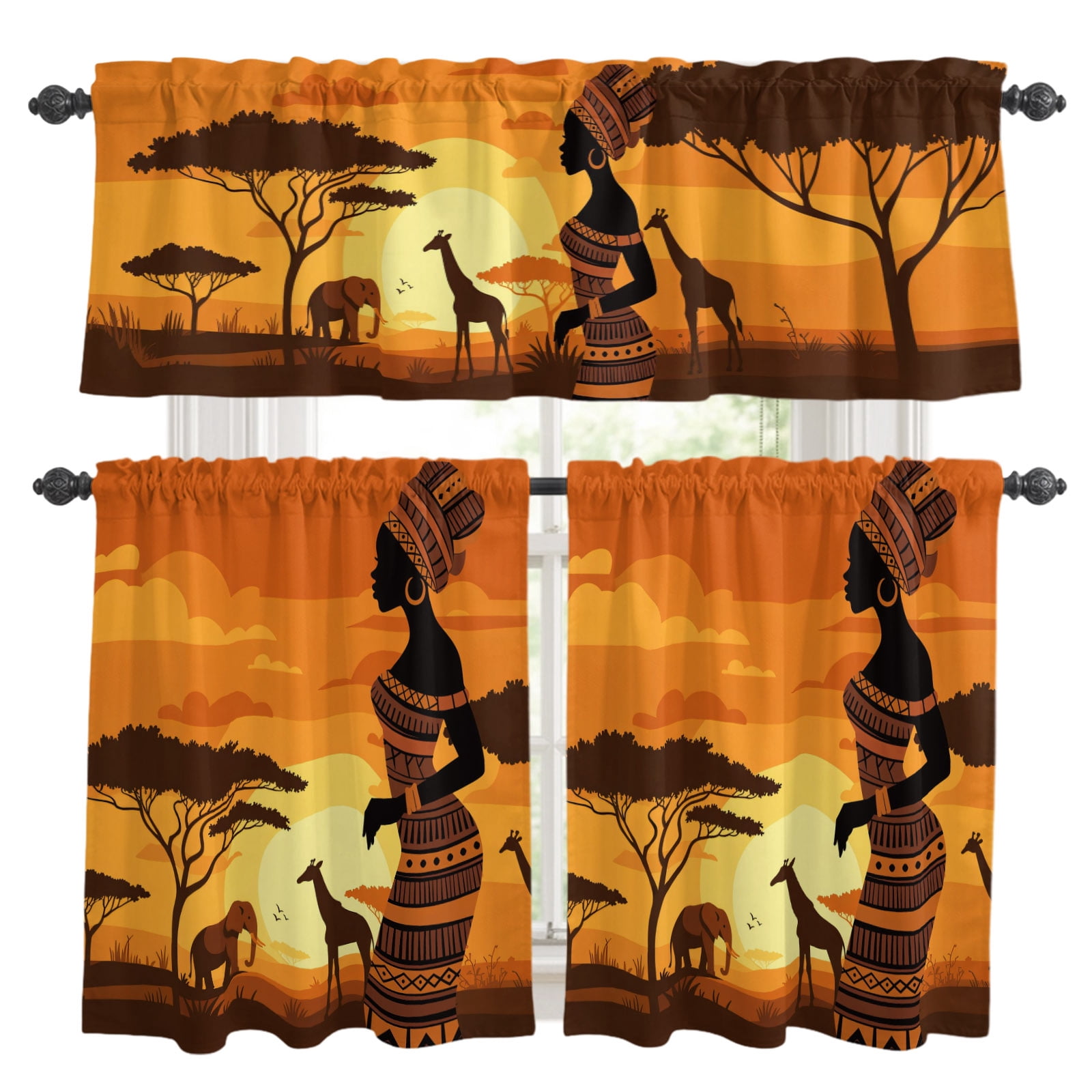 African Black Women Kitchen Curtains, Kitchen Curtains and Valances Set ...