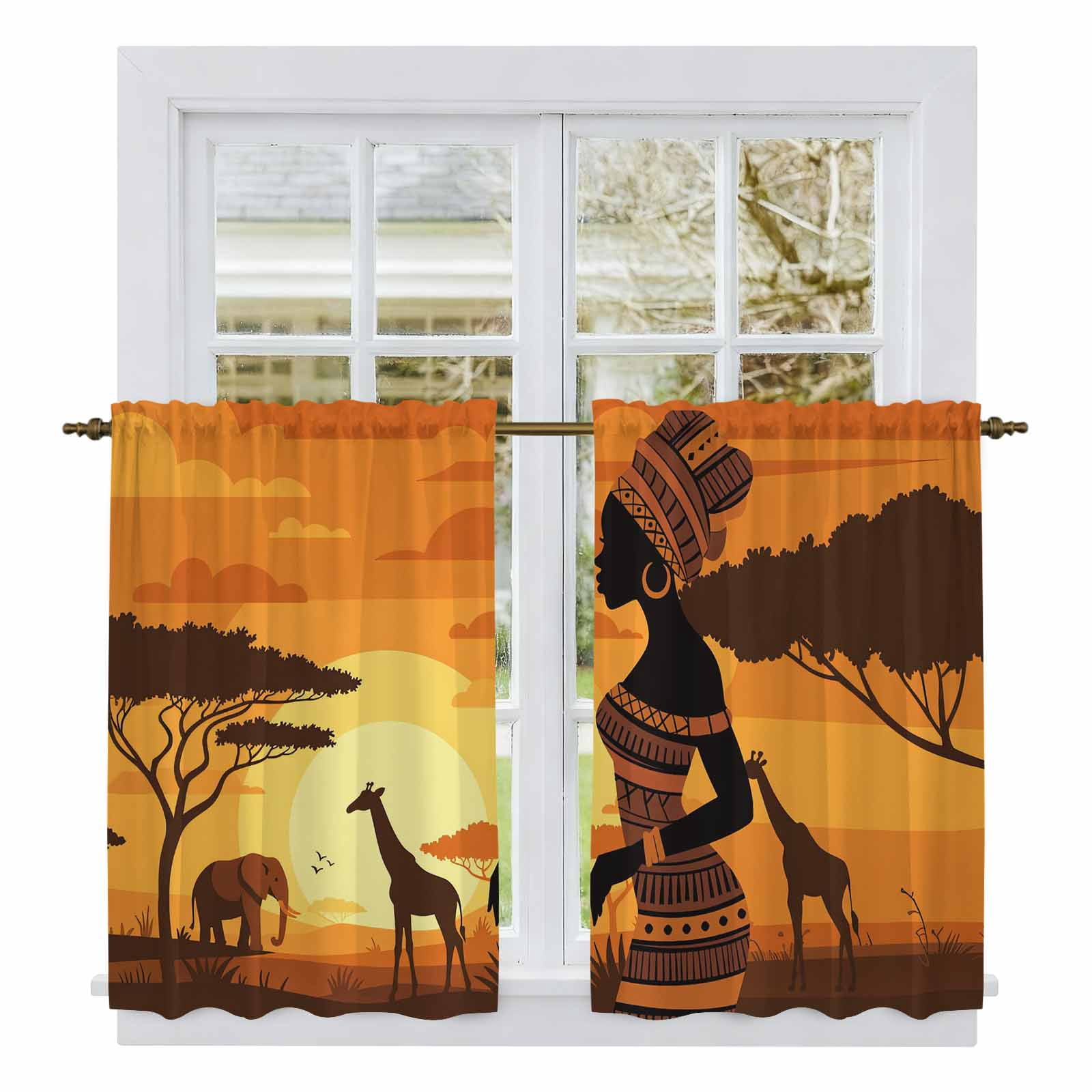 African Black Women Kitchen Curtains, Vintage Africa Ethnic Tribal ...