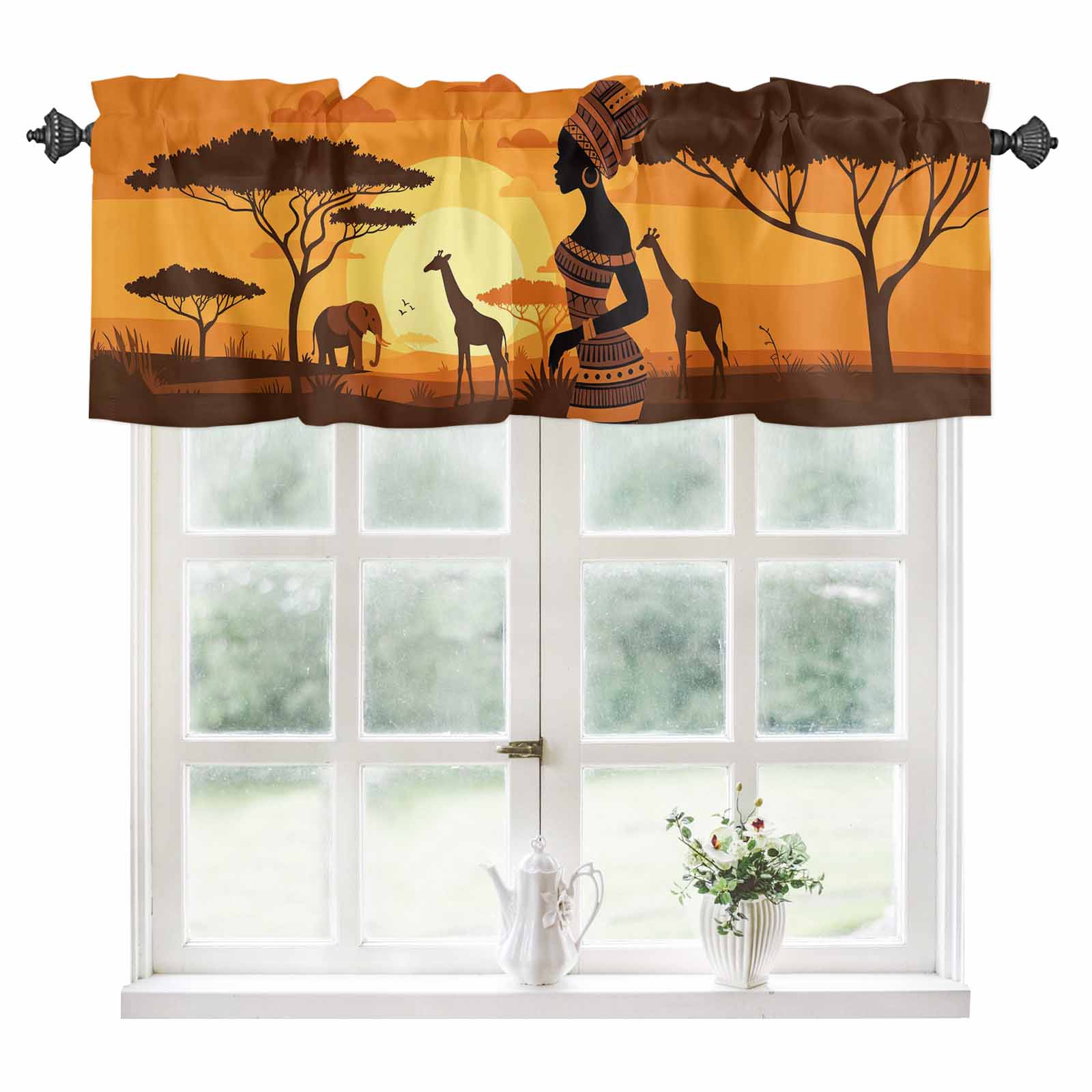 African Black Women Kitchen Valances for Windows 54x18 Inch Kitchen ...