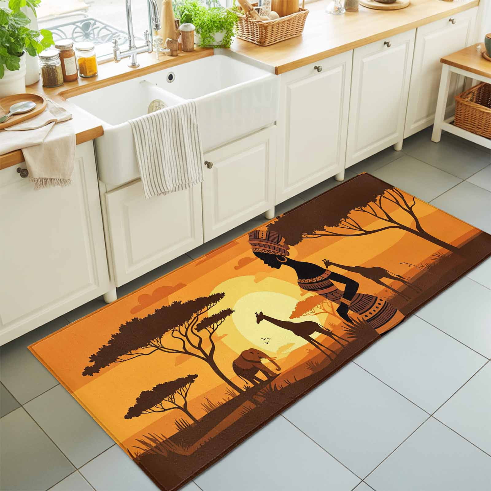 African Black Women Rectangle Area Rug 2x6ft,Living Room Rug Non-Slip ...