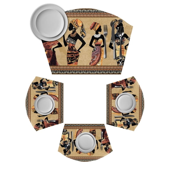 African Black Women Round Table Placemats Set of 6 Wedge Placemats ...