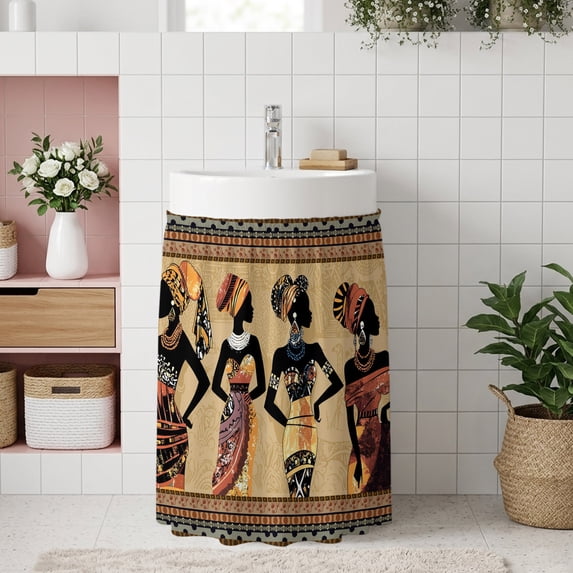 African Black Women Small Cabinet Curtain 11''x13'', Boho Ethnic Tribe ...