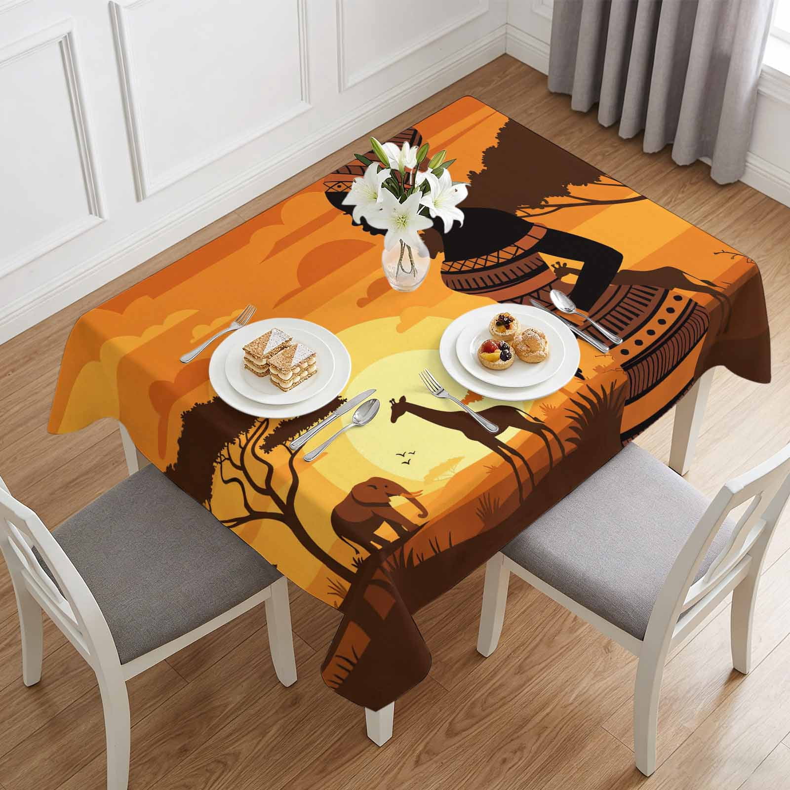 African Black Women Table Cloth 60x84in, Waterproof Rectangle ...
