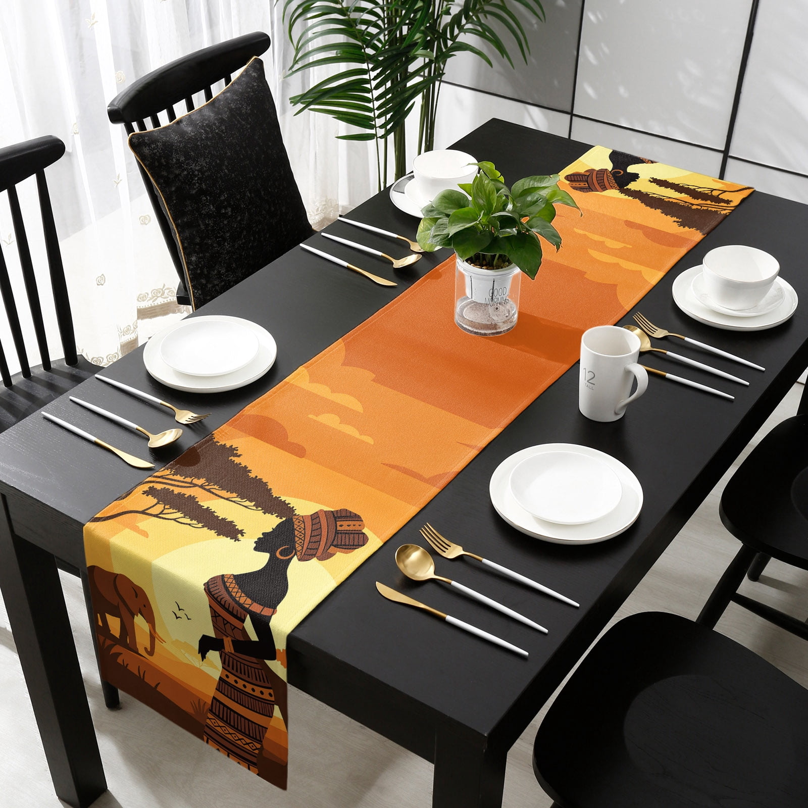 African Black Women Table Runner 108 Inches Long - Vintage Africa ...