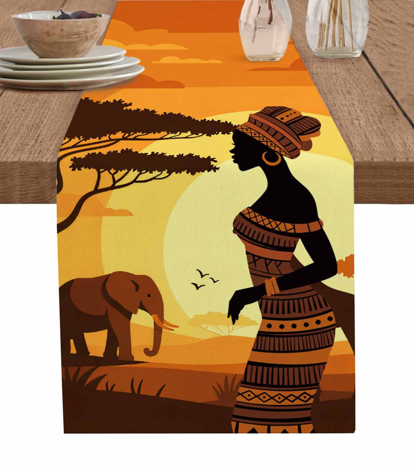 African Black Women Table Runner 90 Inches, Vintage Africa Ethnic ...