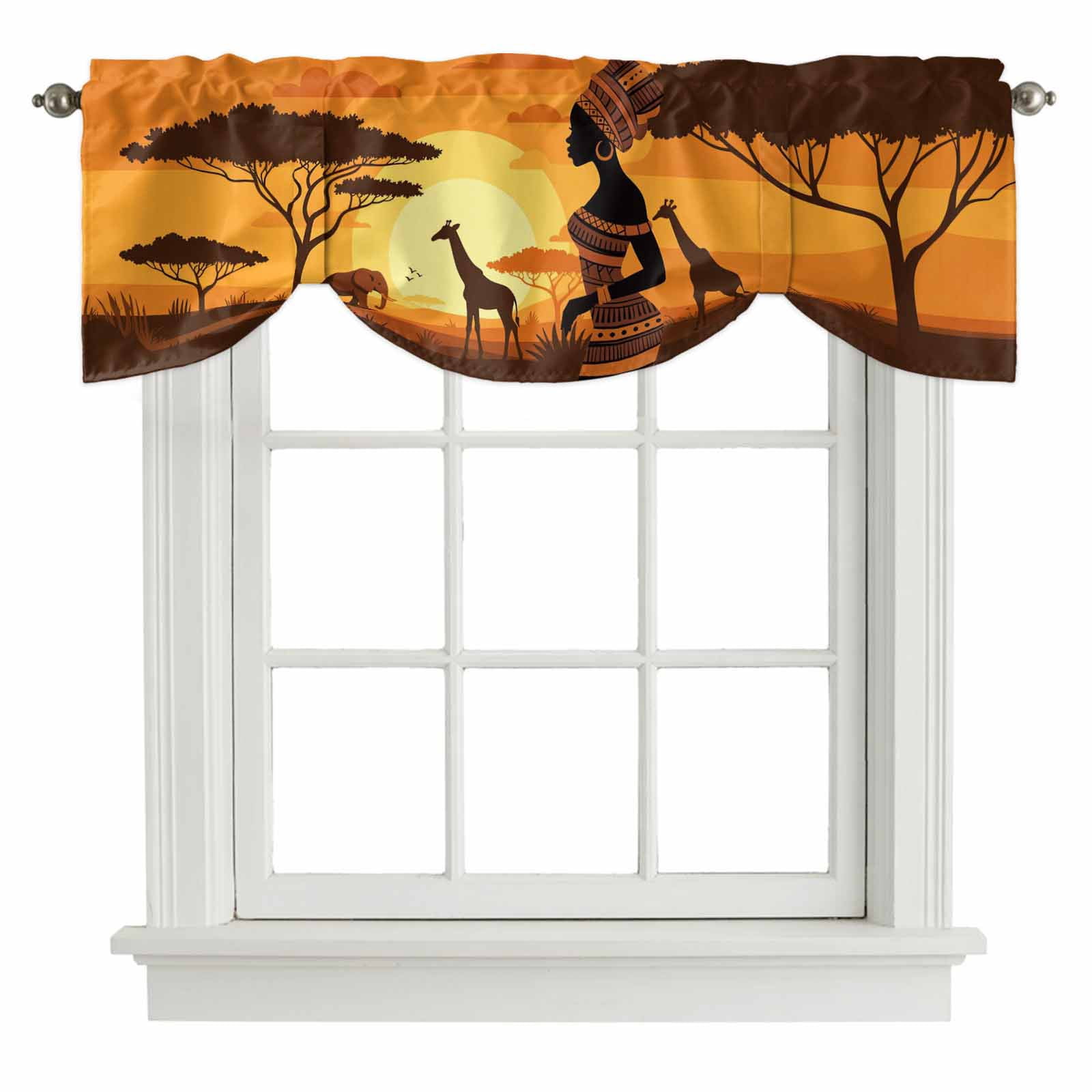 African Black Women Tie Up Valance Curtains for Windows, Kitchen ...