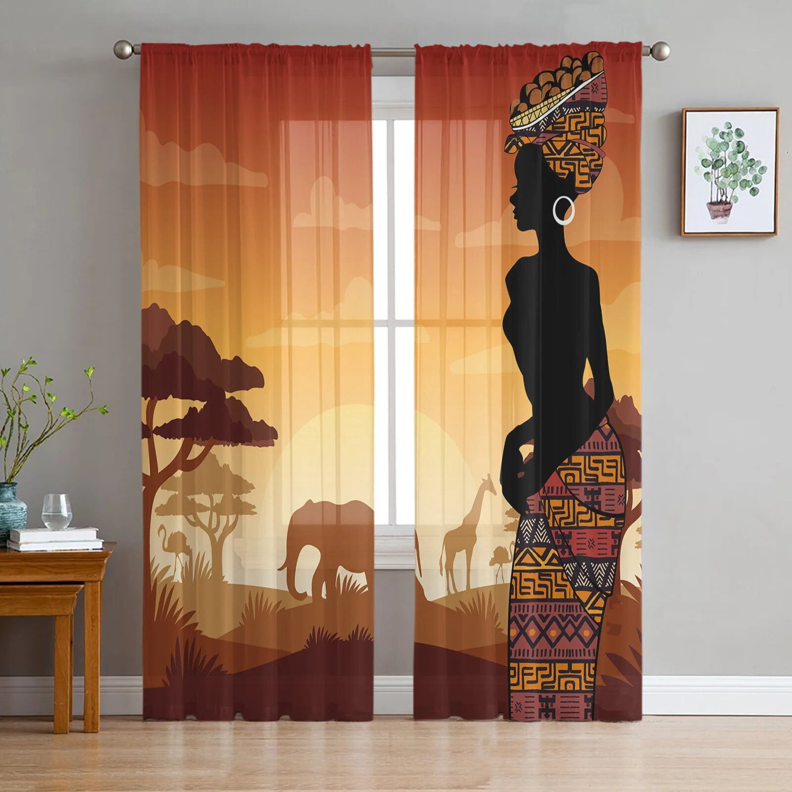 African Black Women Tulle Curtains For Living Room Bedroom Kitchen ...