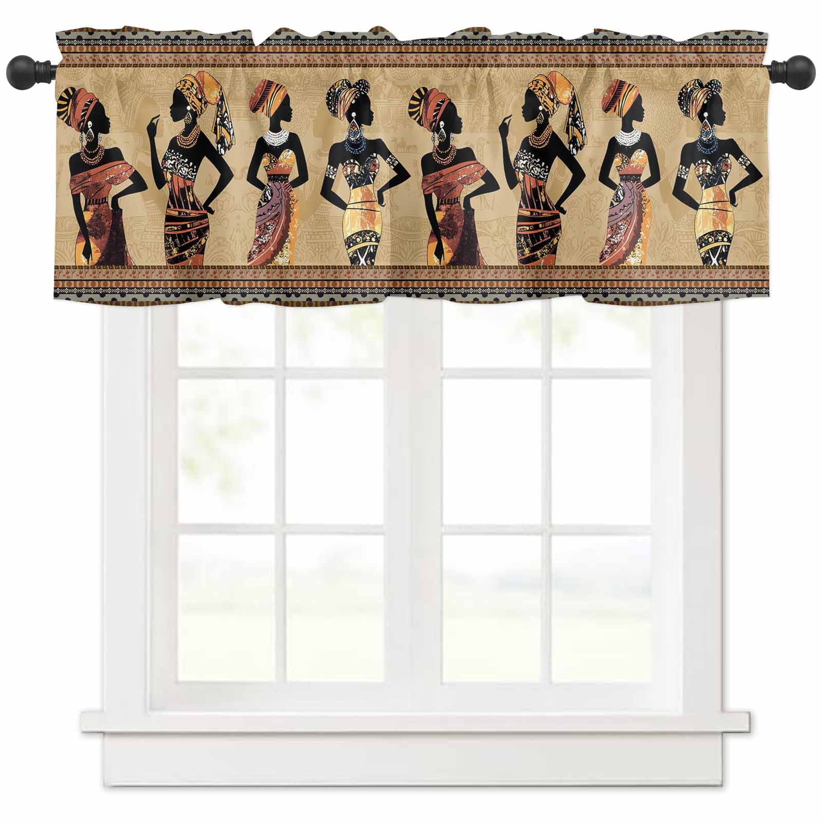 African Black Women Valances for Windows Farmhouse Kitchen Curtains ...