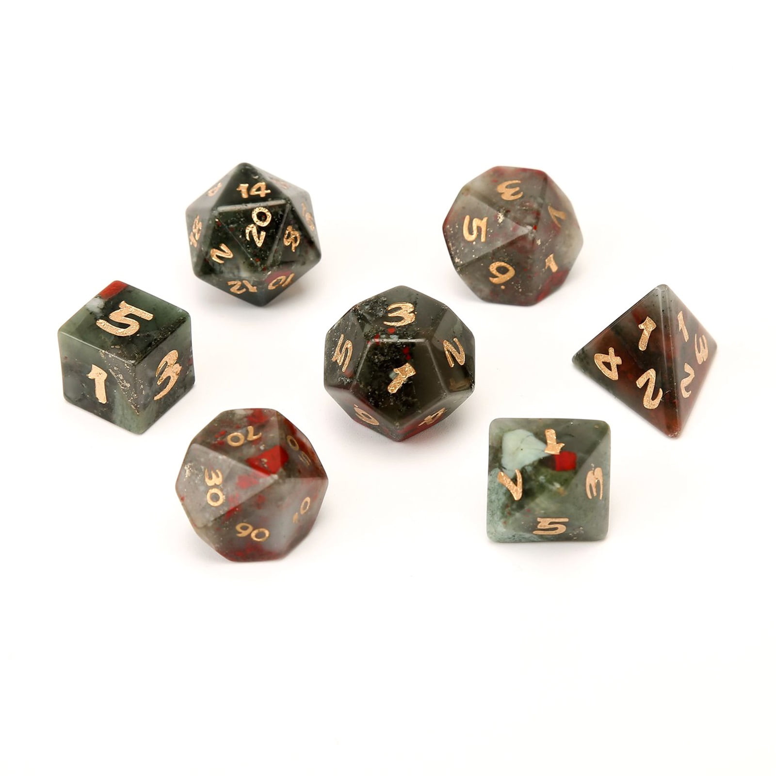 African Bloodstone Dice Hand-Carved Gemstone Dice D4 D6 D8 D10 D12 D20 ...