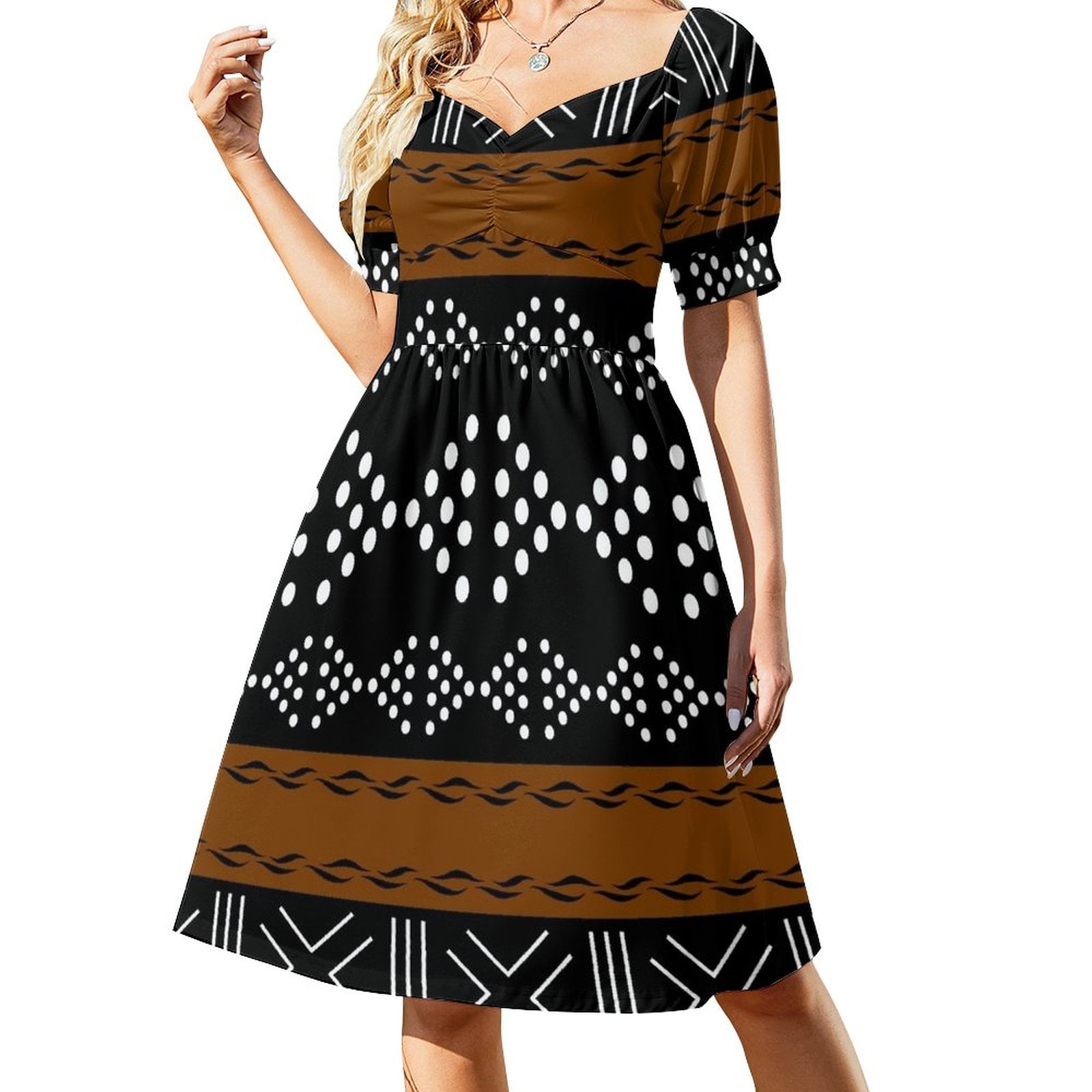 African Bogolan Mudcloth Pattern Sleeveless Dress purple dress clothes for woman - Walmart.com
