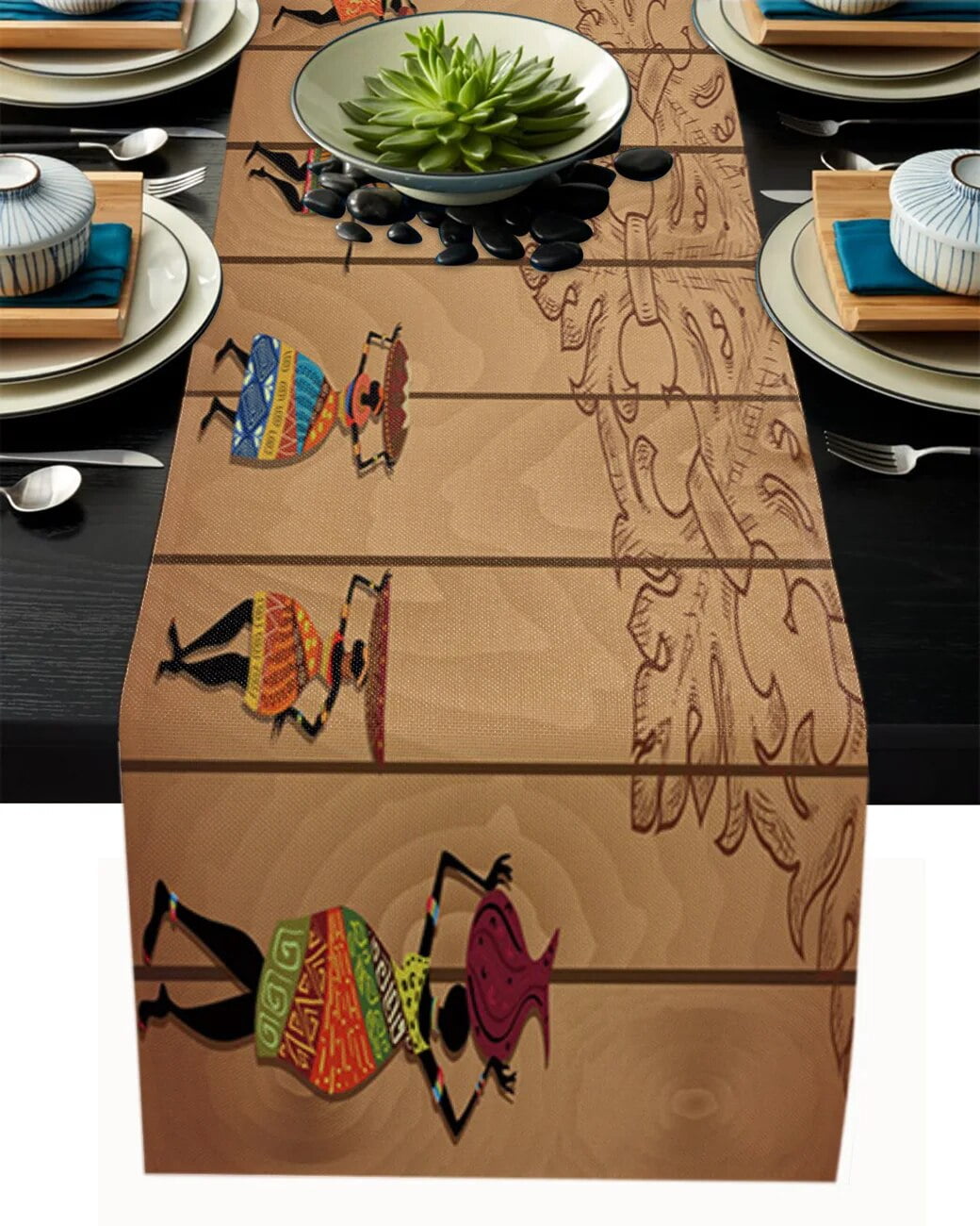 African Brown Stripes Festival Home Party Decoration Hotel Coffee Table ...