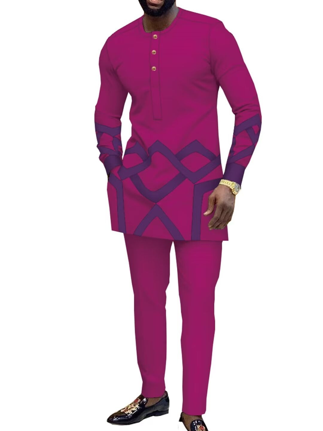 African Clothes for Men Dashiki Outfits Slim Fit Long Sleeve Top and ...