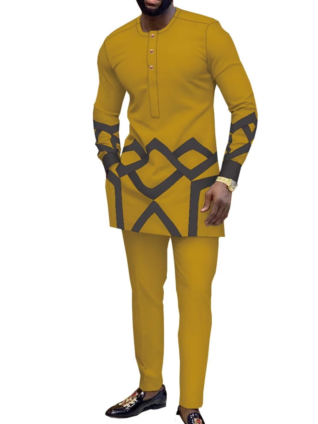 African Clothes for Men Dashiki Outfits Slim Fit Long Sleeve Top and ...