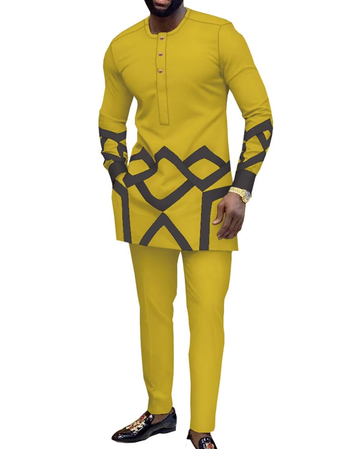 African Clothes for Men Dashiki Outfits Slim Fit Long Sleeve Top and ...