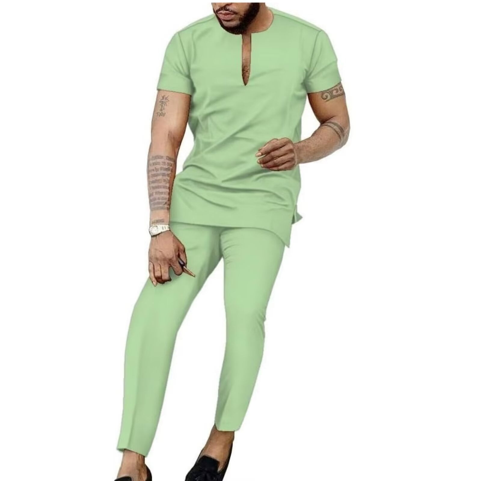 African Clothes for Men Dashiki Shirts and Pants Two Piece Set Shorts ...