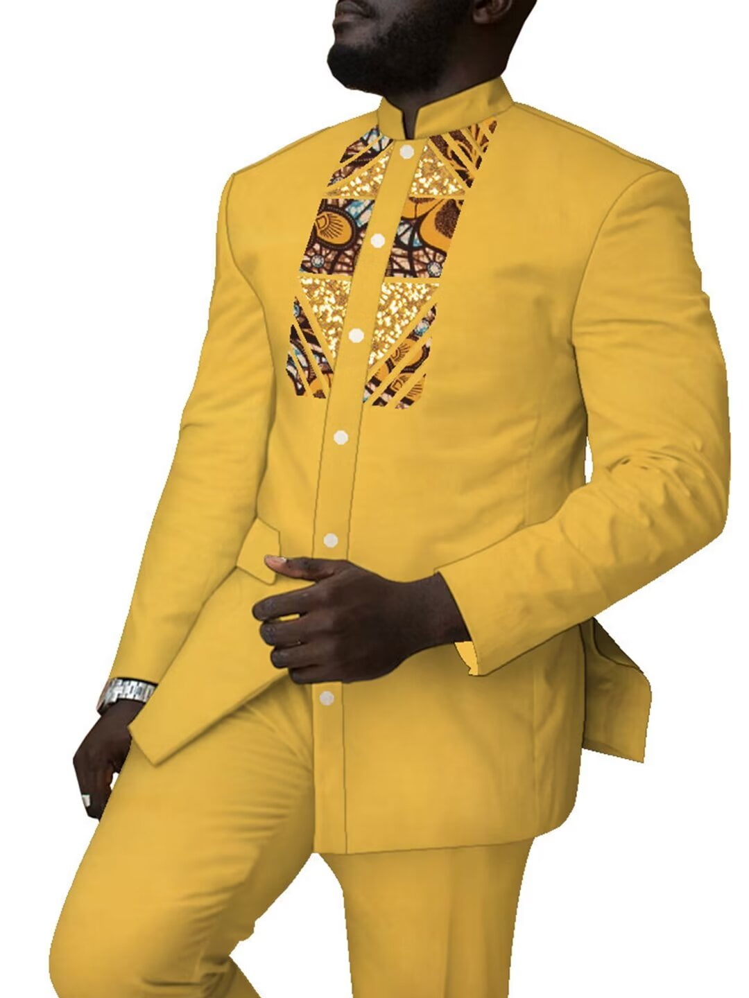 African Clothes for Men Dashiki Trousers Suit Long Sleeve Robe Shirt ...