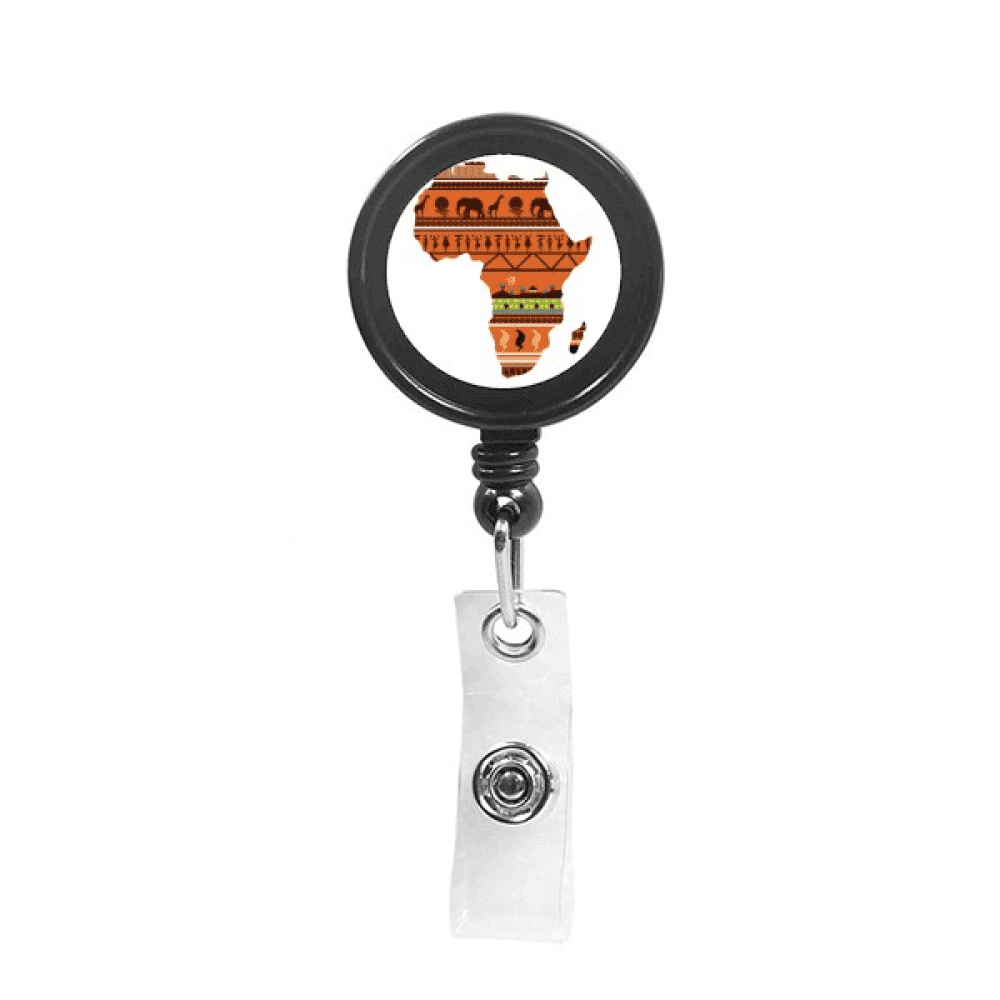African Continent Name Landscape Map Retractable Keychain Badge Holder ...